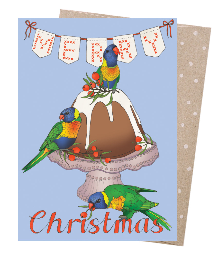 Earth Greetings Victoria McGrane Merry Lorikeets Christmas Greeting Ca ...